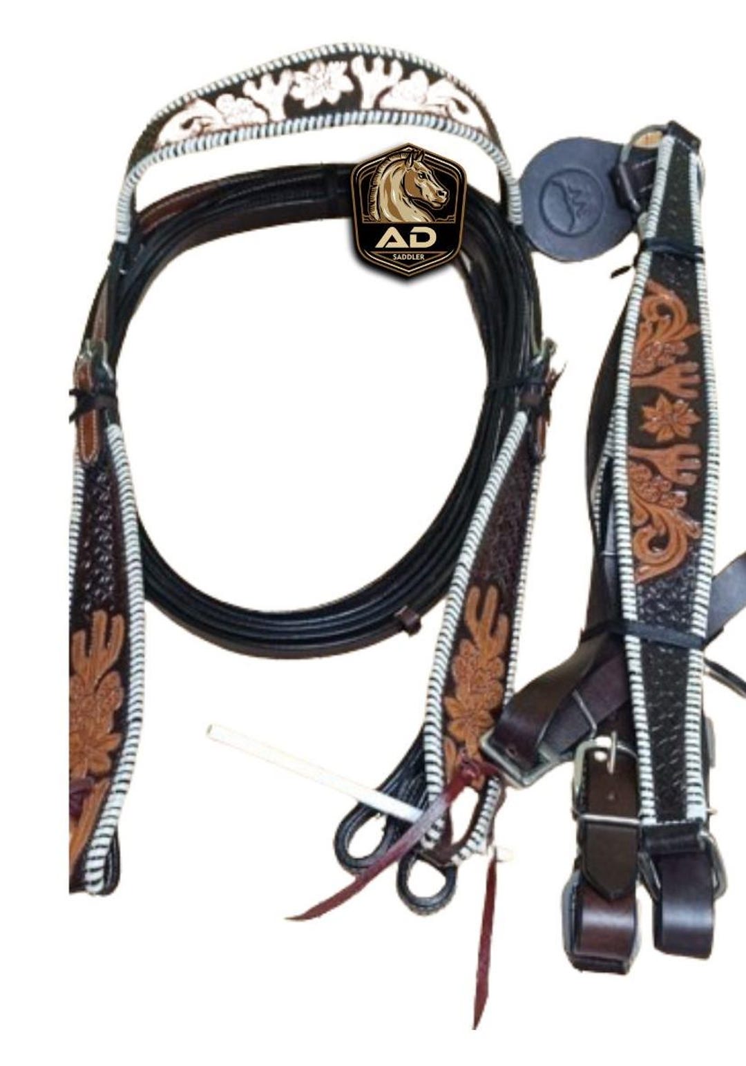 Cob Size Western Saddle Horse Headstall Bridle Breast Collar Reins Tack ...