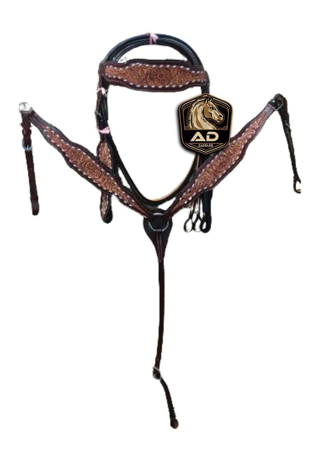 Headstall, Breast Collar, Reins Western Premium Leather Equestrian ...