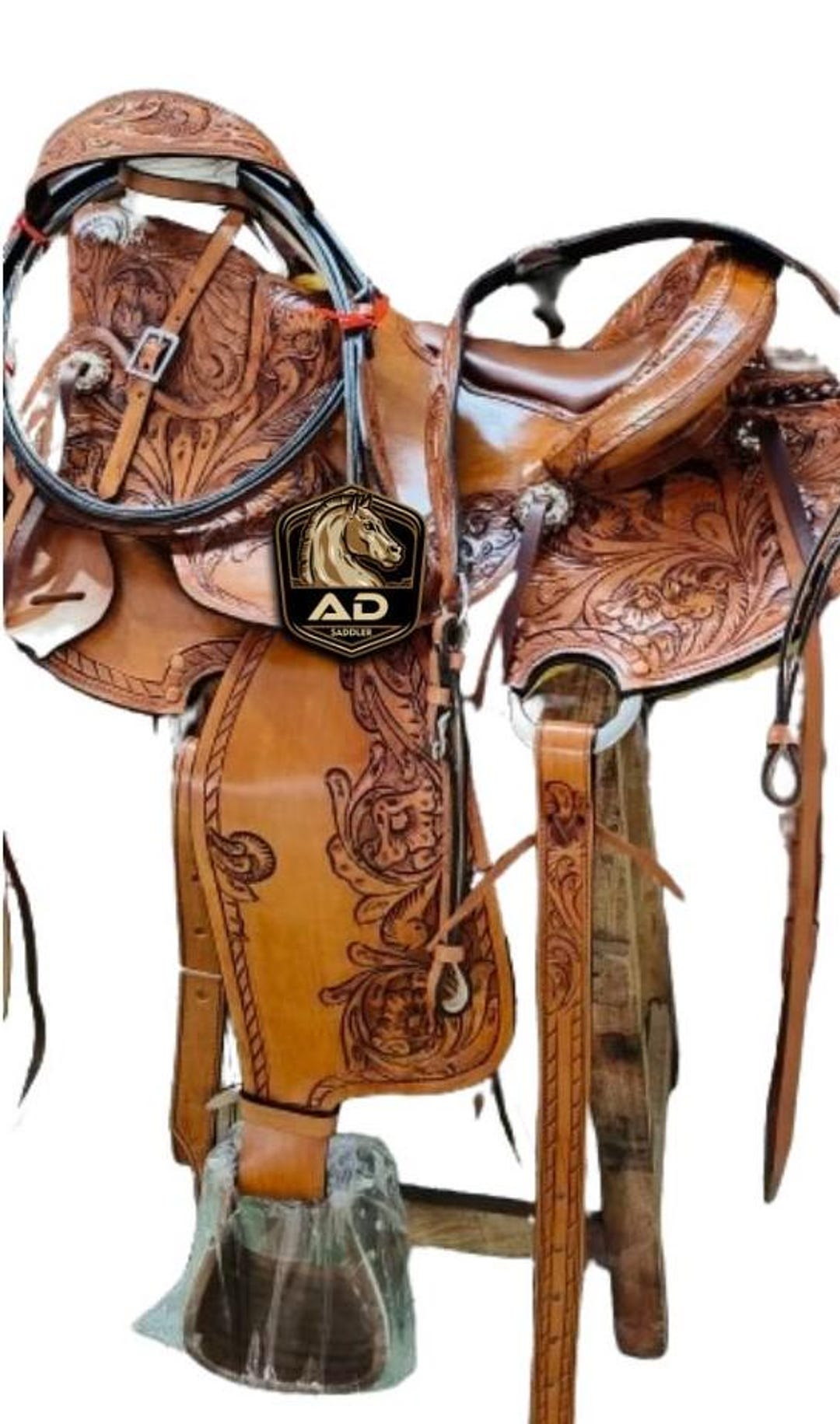 Western Wade Tree A Fork Roping Ranch Work Leather Padded Seat Horse ...