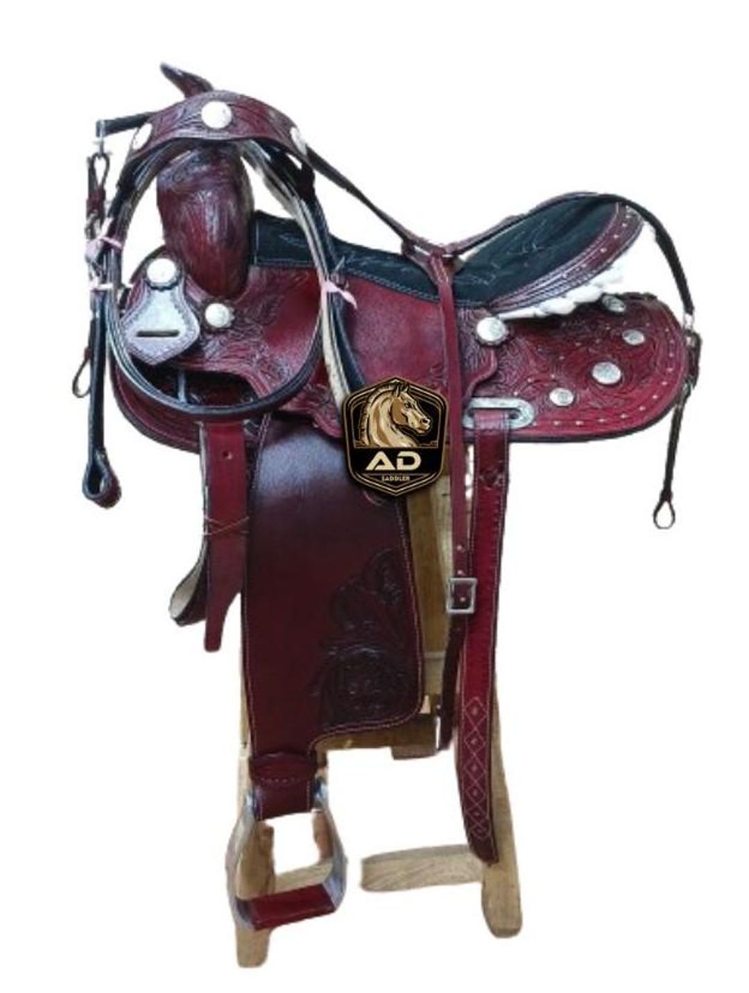 Leather Hand Tooled Premium Western Barrel Racing Saddle Tack, Trail ...