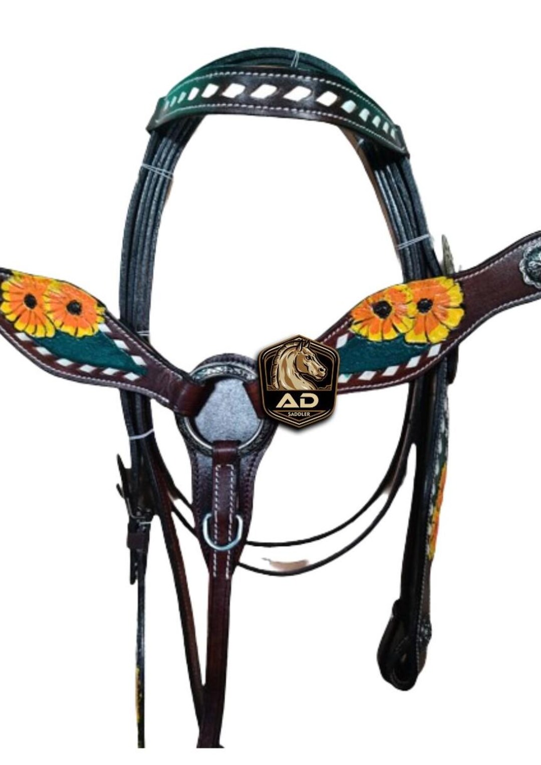 Hand Painted Western Headstall & Collar Set, Sunflower Single Ear ...
