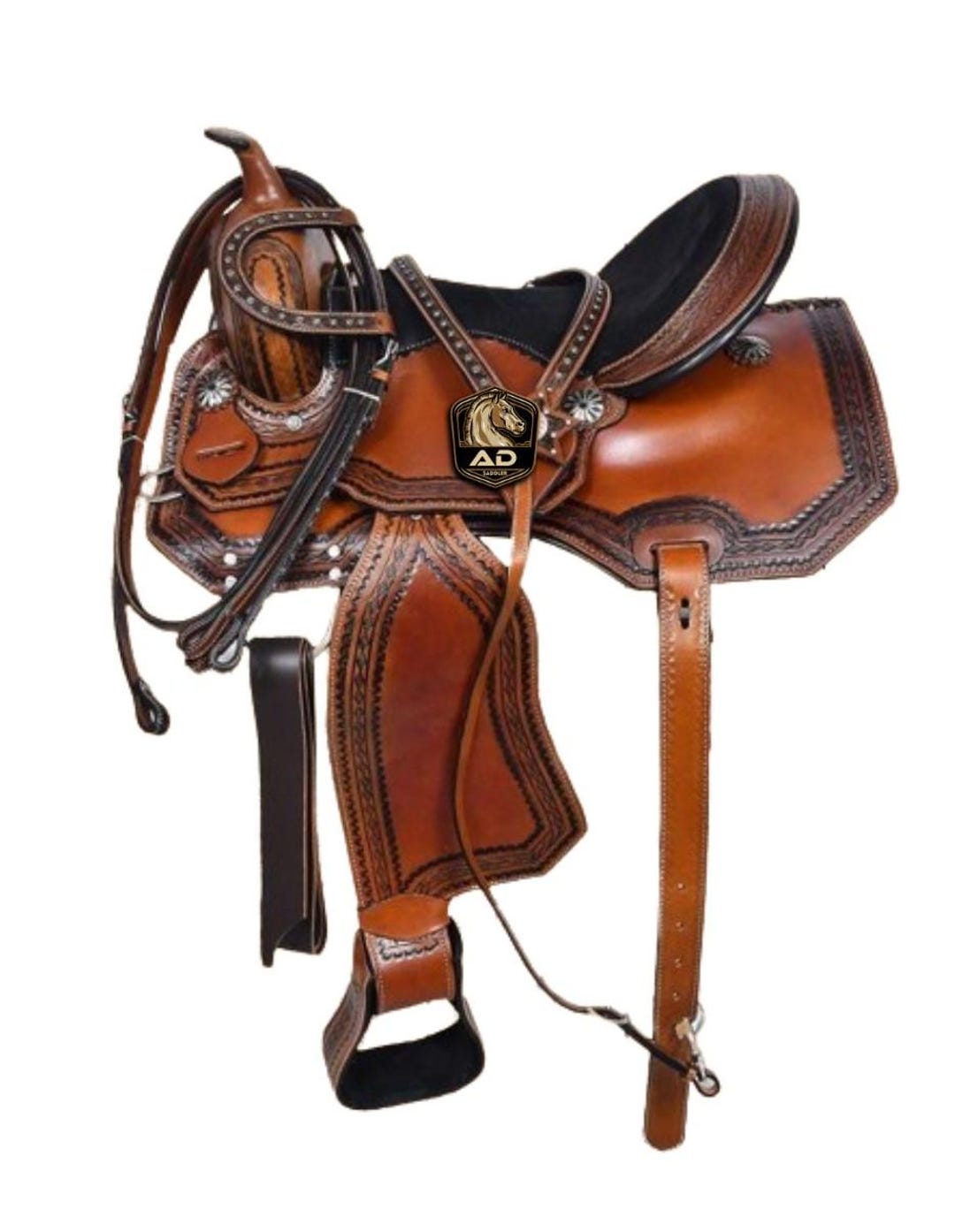 Barrel Racing Western Horse Saddles Tan Colour Premium Leather Comfort ...