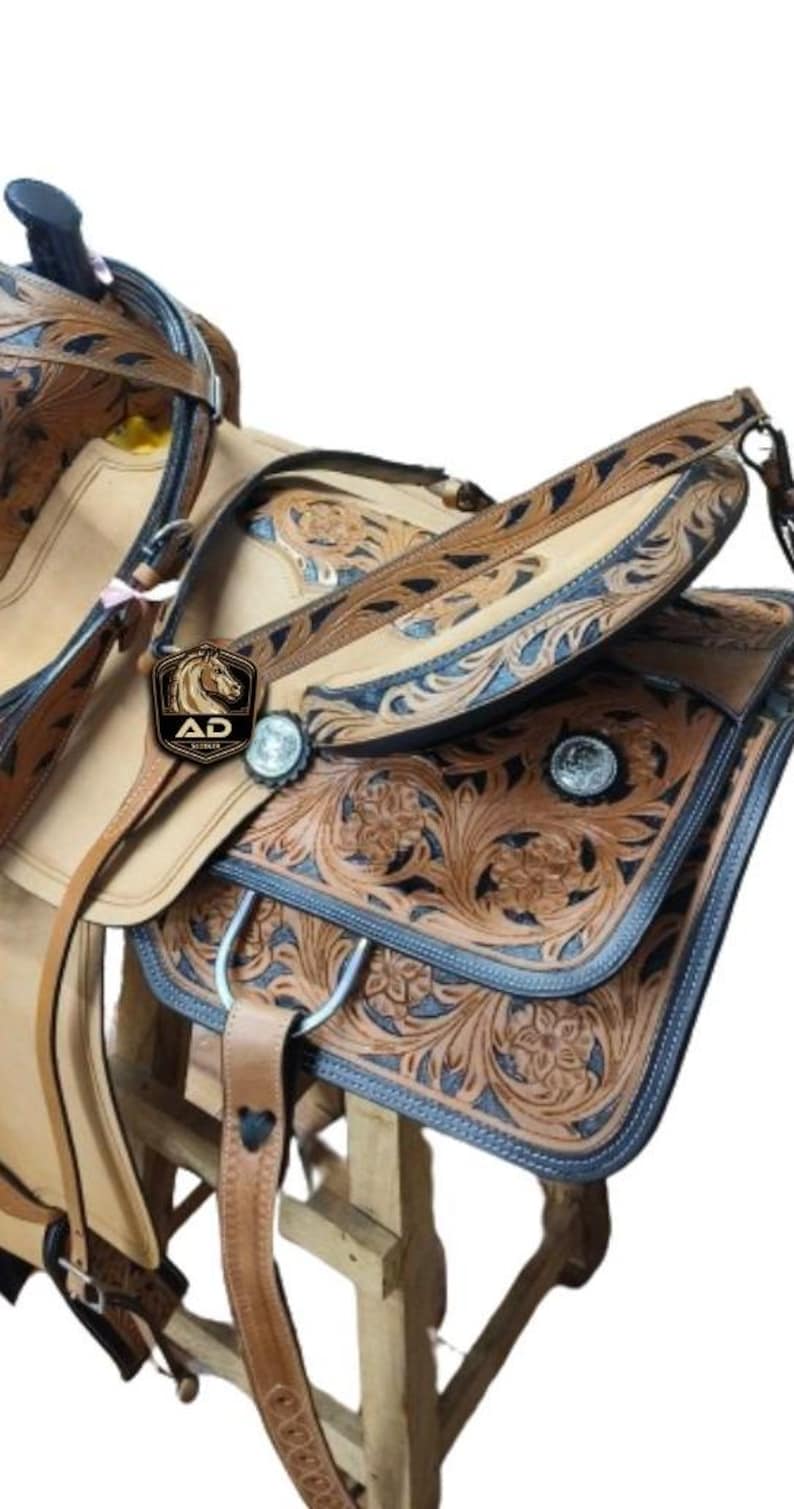 Handmade Horse Saddles Wade Tree A Fork Roping Ranch Work Leather With ...