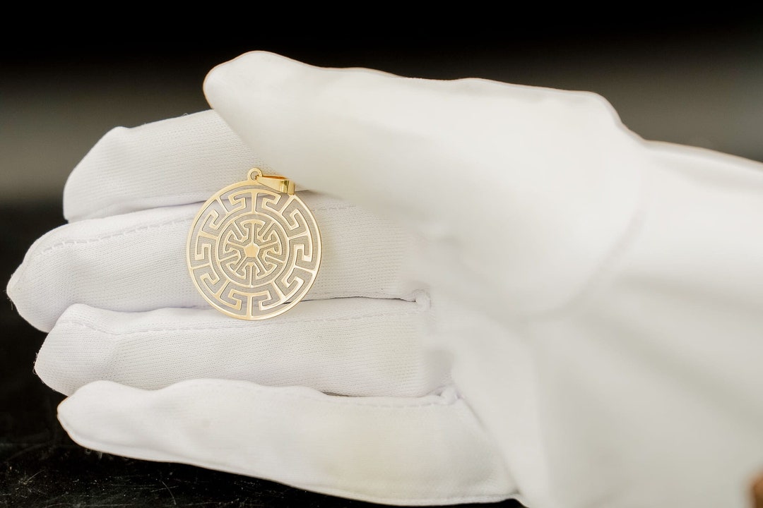 14K Solid Gold Greek Pedant, Pedant for Necklace, Gift for Him, Greek ...