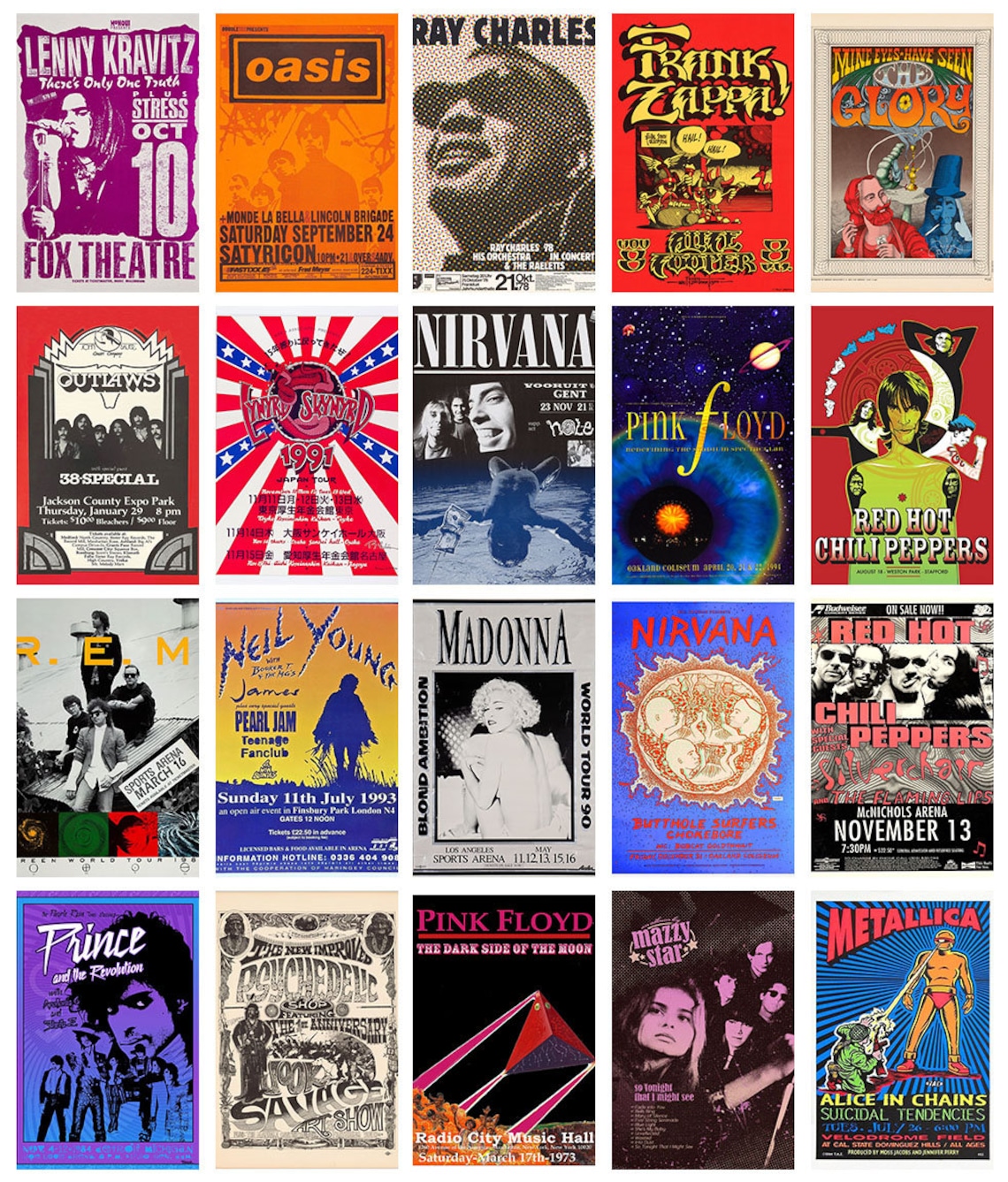 100 Vintage Concert Posters set 2 Retro Rock Poster Prints High-quality ...