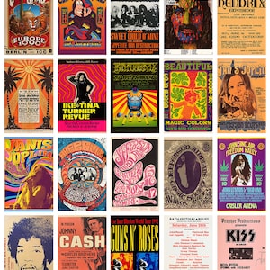 100 Vintage Concert Posters set 2 Retro Rock Poster Prints High-quality ...