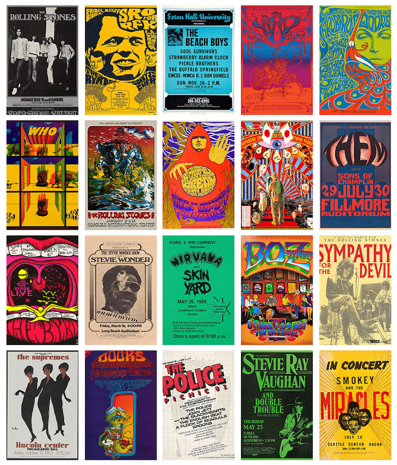 100 Vintage Concert Posters set 2 Retro Rock Poster Prints High-quality ...