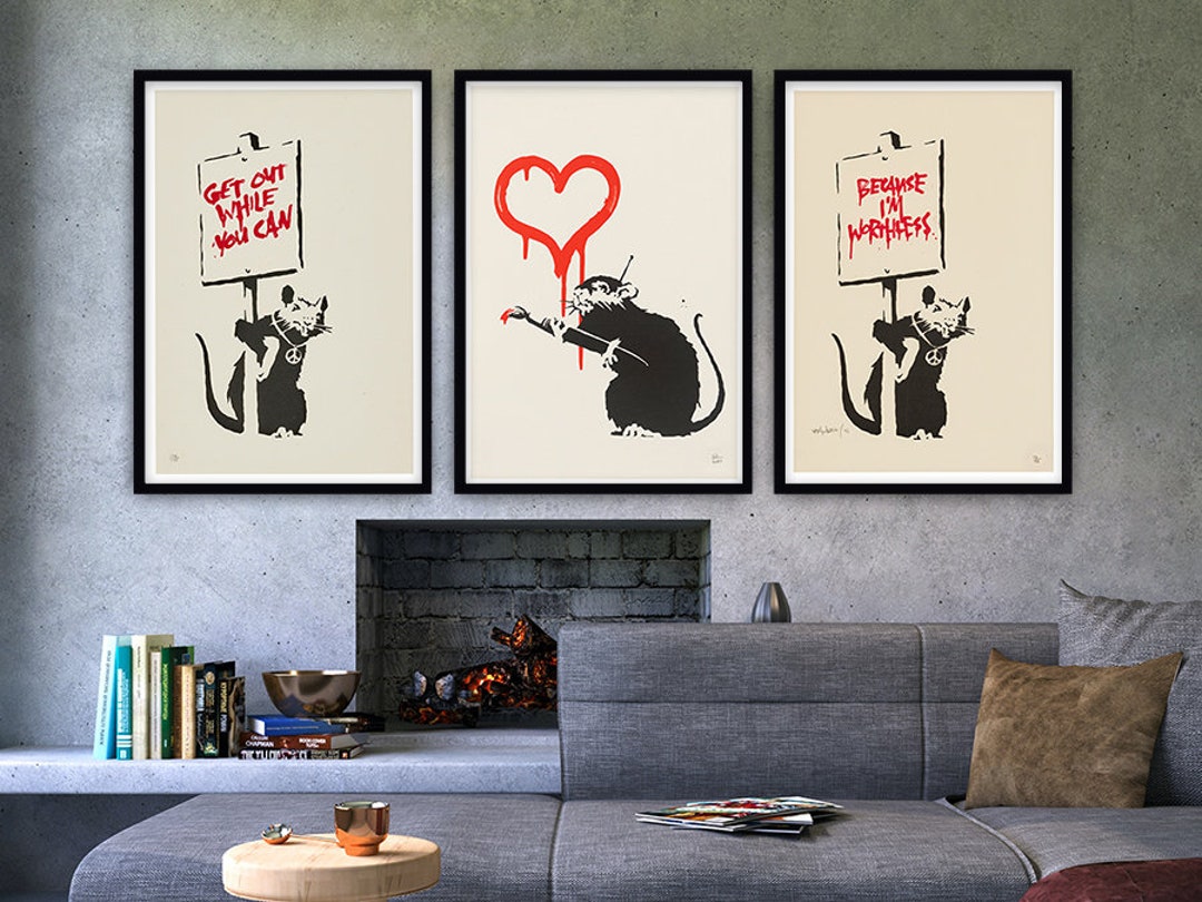 Banksy Rat Set of 3 Poster Wall Art, Digital Download & Print Printable ...