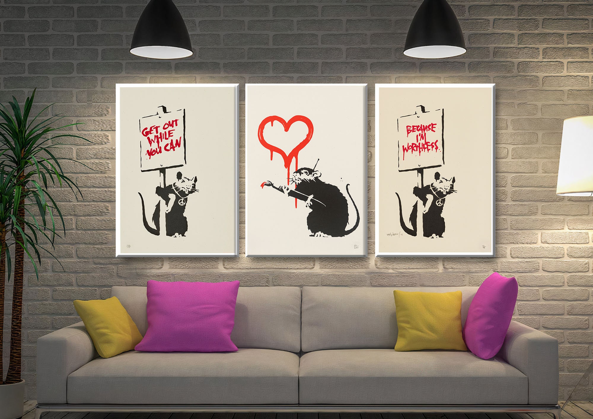 Banksy Rat Set of 3 Poster Wall Art, Digital Download & Print Printable ...