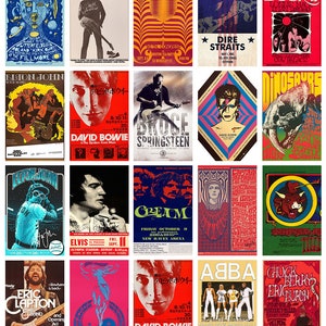 100 Vintage Concert Posters set 2 Retro Rock Poster Prints High-quality ...