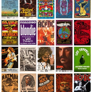 100 Vintage Concert Posters set 2 Retro Rock Poster Prints High-quality ...