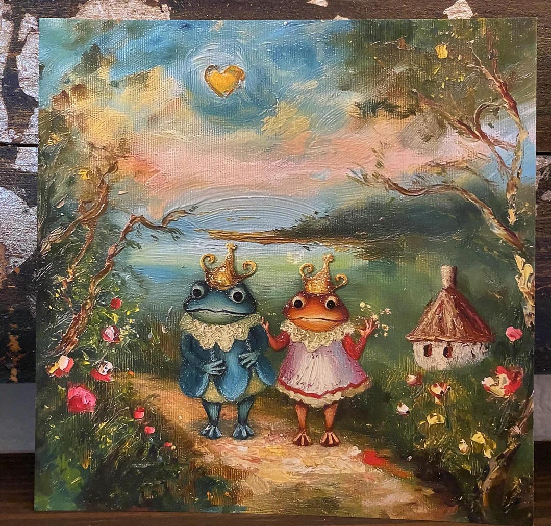 Fine Art Archival Print Whimsical Frogs / Toads Happy, Joyful, Healing ...