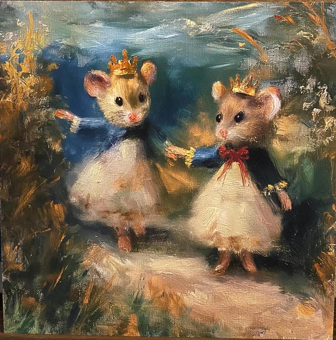 Whimsical Mice in Vintage Dresses Giclée Art Print by Artist - Etsy