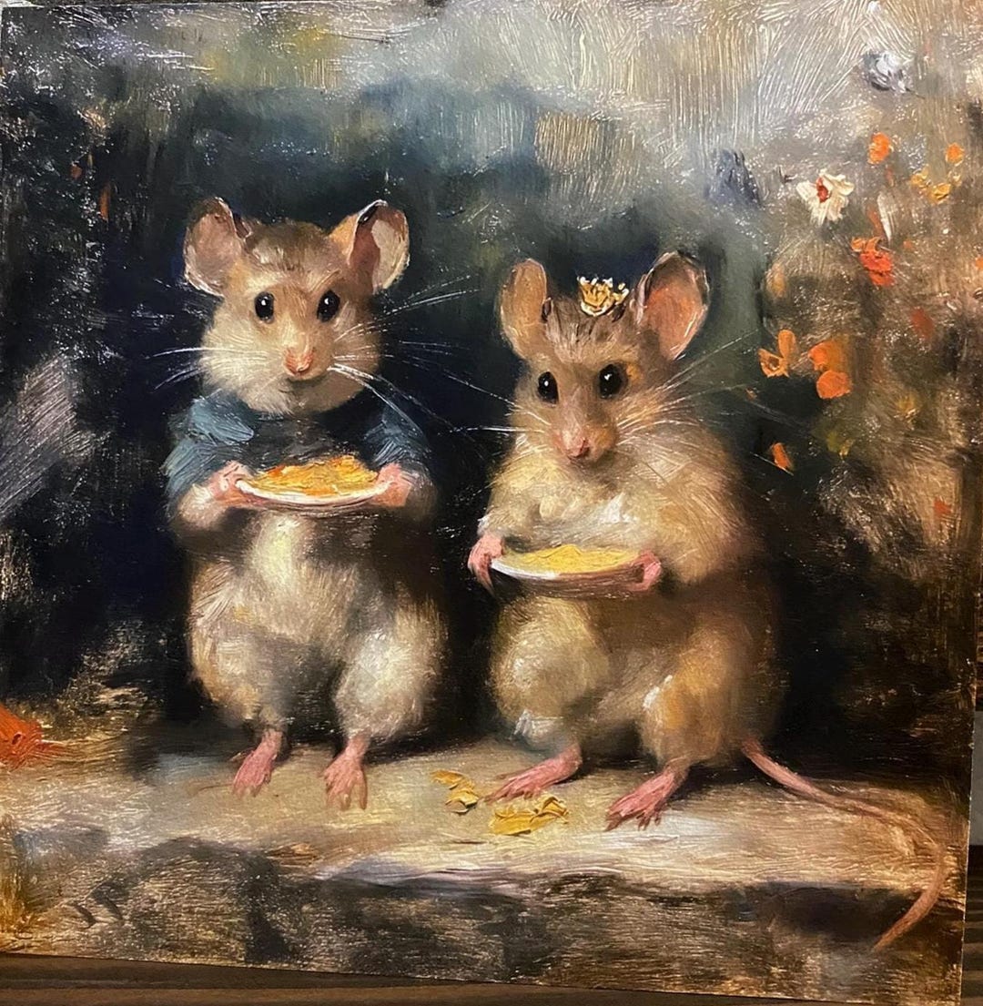 Whimsical Mice Cheesy Companions Giclee Print for Mouse Lovers - Etsy