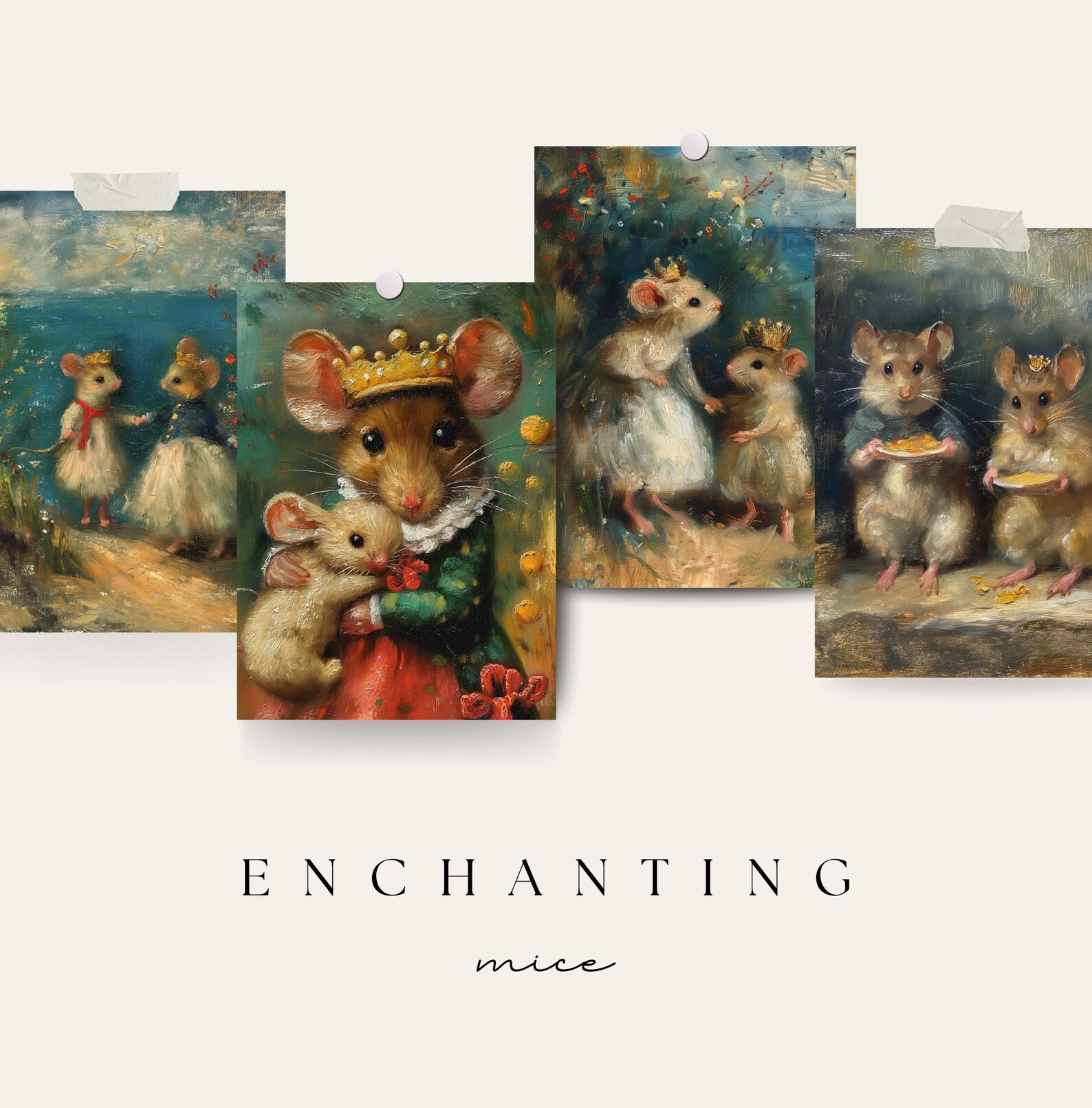 Whimsical Mice in Vintage Dresses Giclée Art Print by Artist - Etsy