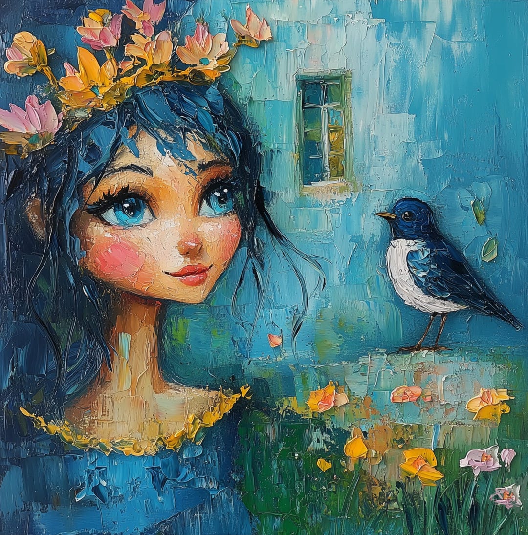 Fine Art Archival Print Bluebird of Happiness by Artist Happy, Joyful ...