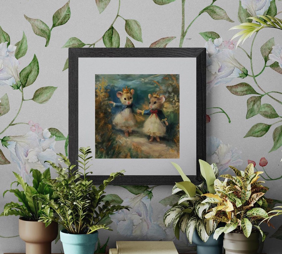 Whimsical Mice in Vintage Dresses Giclée Art Print by Artist - Etsy