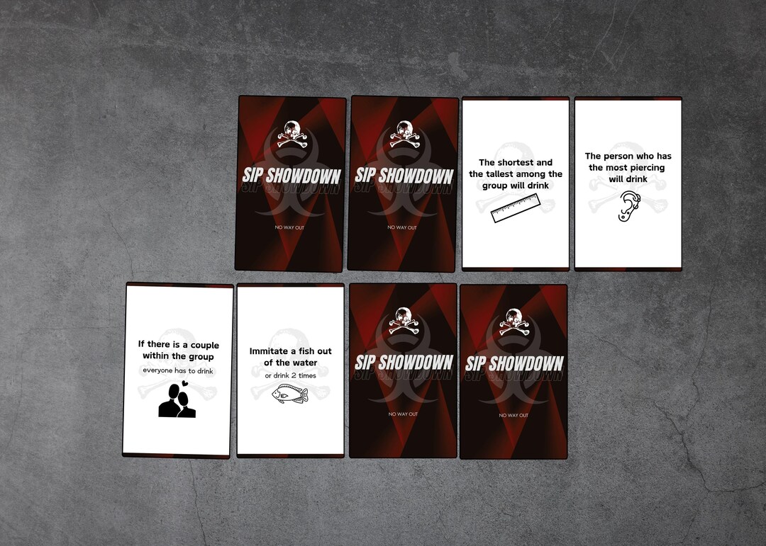 SIP SHOWDOWN (drinking Card Game Template) - Etsy