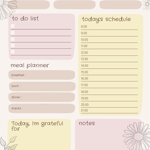 Daily Planner, Printable, Instant Download, to Do List, Daily Schedule ...
