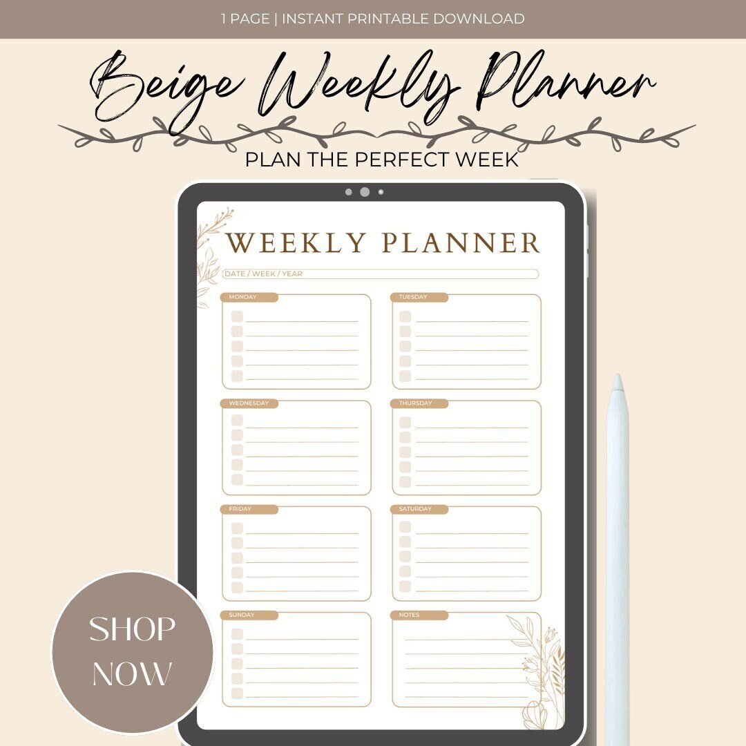 Weekly Planner, Printable, Instant Download, to Do List, Weekly ...