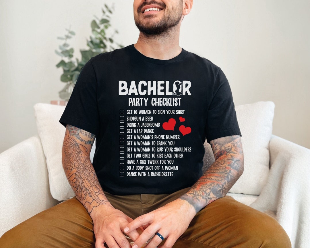 Bachelor Party Checklist Shirt, Funny Shirt, Groom Party Shirt, Gift ...