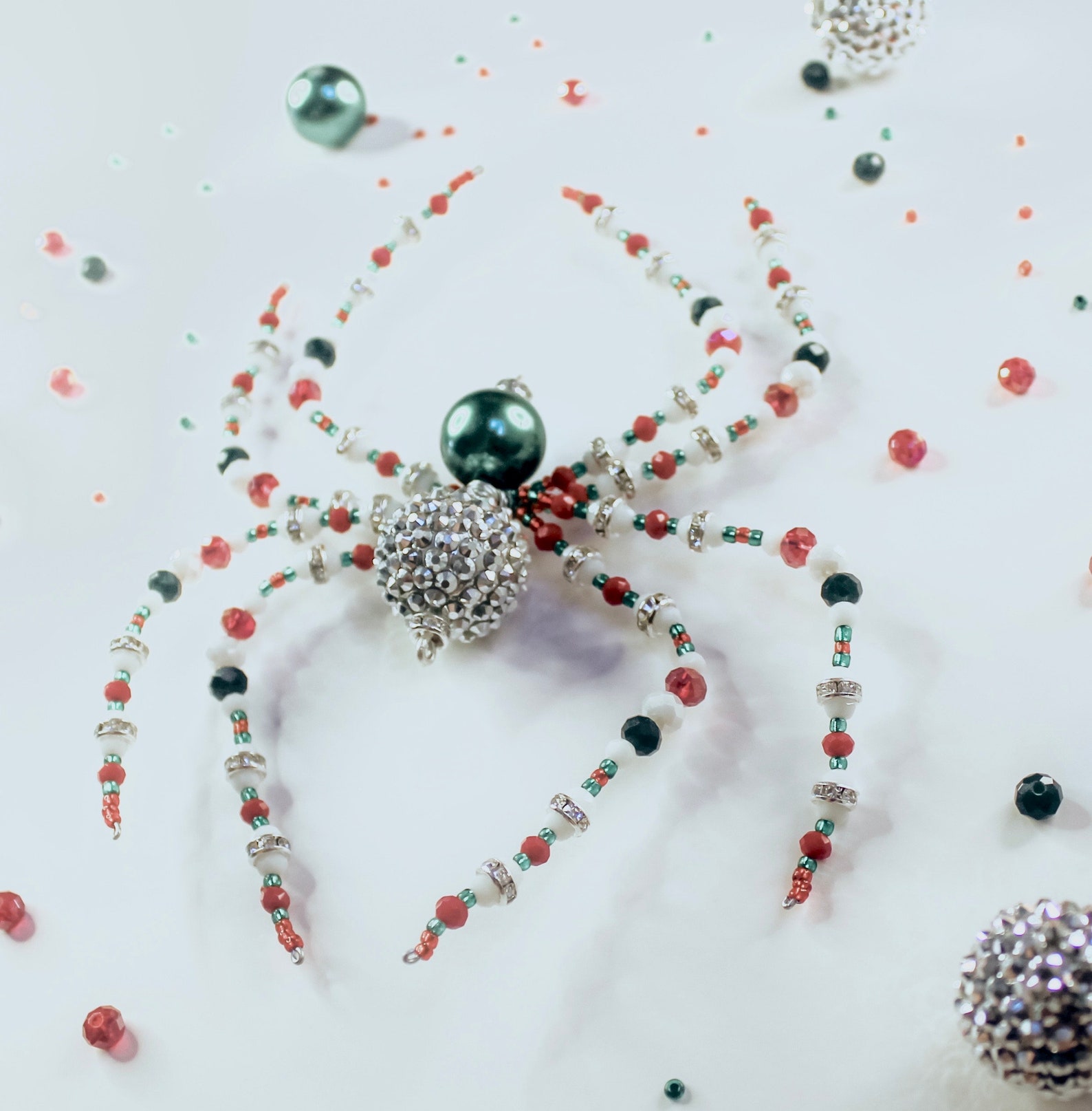 Christmas Spider Ornament Kit DIY Beaded Craft Kit for Adults - Red ...