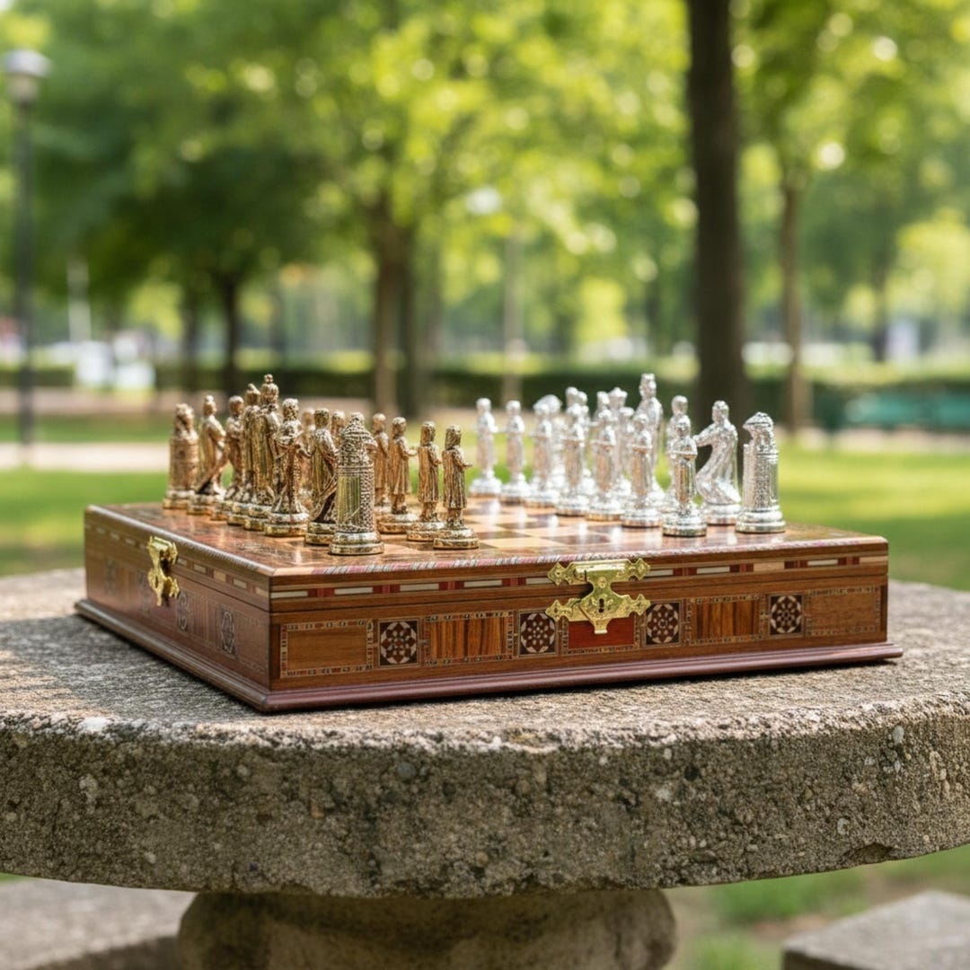 Ottoman Vs Byzantine Chess Set, 15" Handmade Wooden Storage Chest,real ...