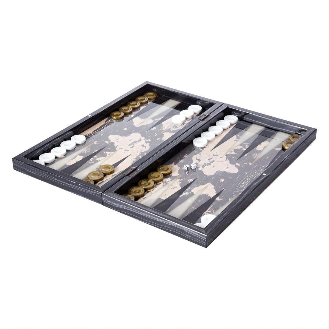 World Map Backgammon Set,large Dark Vintage Atlas Board Game,strategy ...