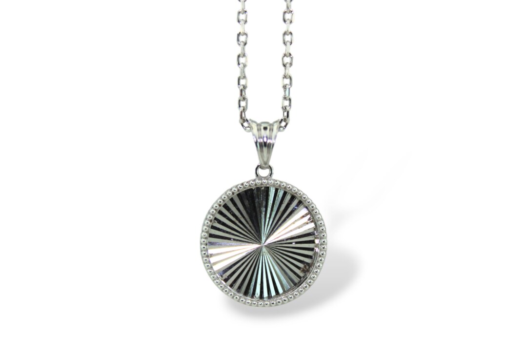 Circle Silver Necklace Shiny Round Pendant Necklace Fine Silver Jewelry ...