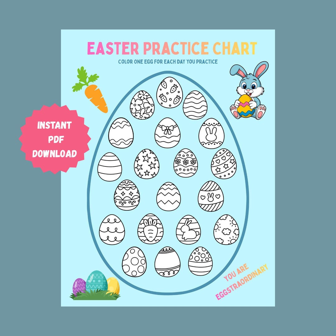 Easter Music Practice Reward Chart/piano Lessons/ Printable Tracker ...