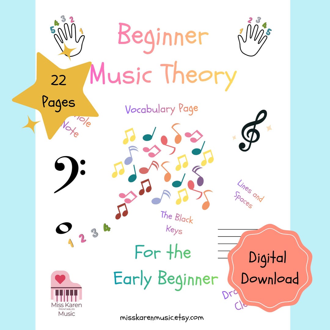 Beginner Music Theory Worksheet Bundle: 22-page Practice Sheets for ...