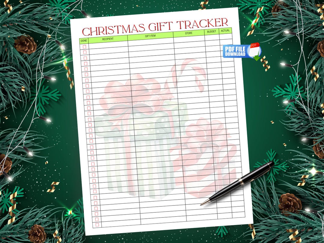 Digital Christmas Gift Tracker, Christmas Gift List, Printable ...