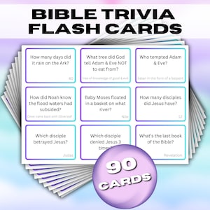 Bible Trivia Cards for All Ages - 90 Different Questions - Great to ...