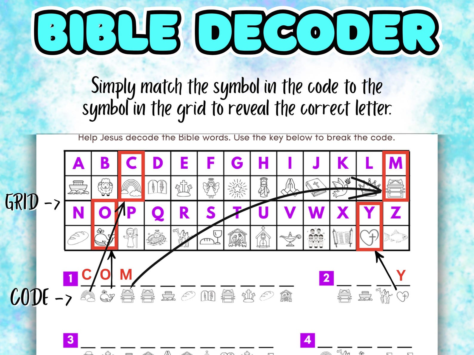 Printable Bible Decoder Worksheets - 3 Versions With Answer Keys - A ...