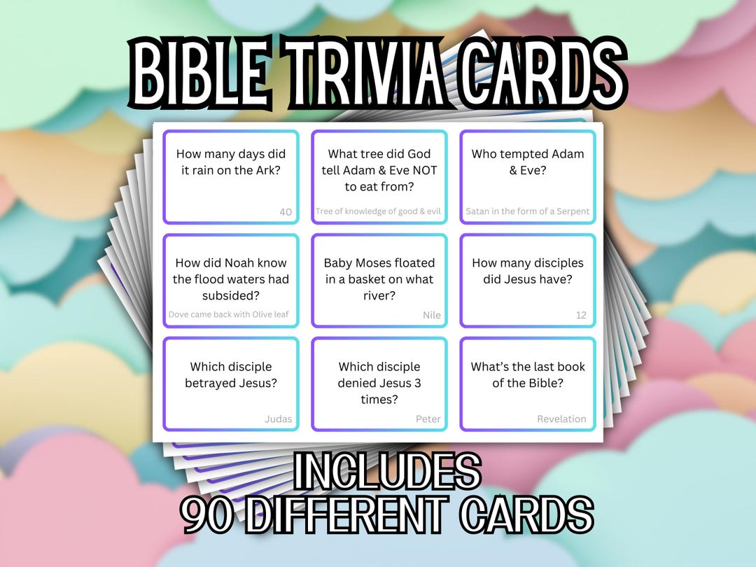 Bible Trivia Cards for All Ages - 90 Different Questions - Great to ...