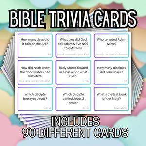 Bible Trivia Cards for All Ages - 90 Different Questions - Great to ...