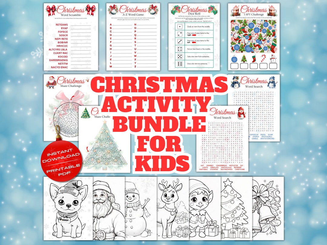 Printable Christmas Activity Bundle, Christmas Games for Kids ...