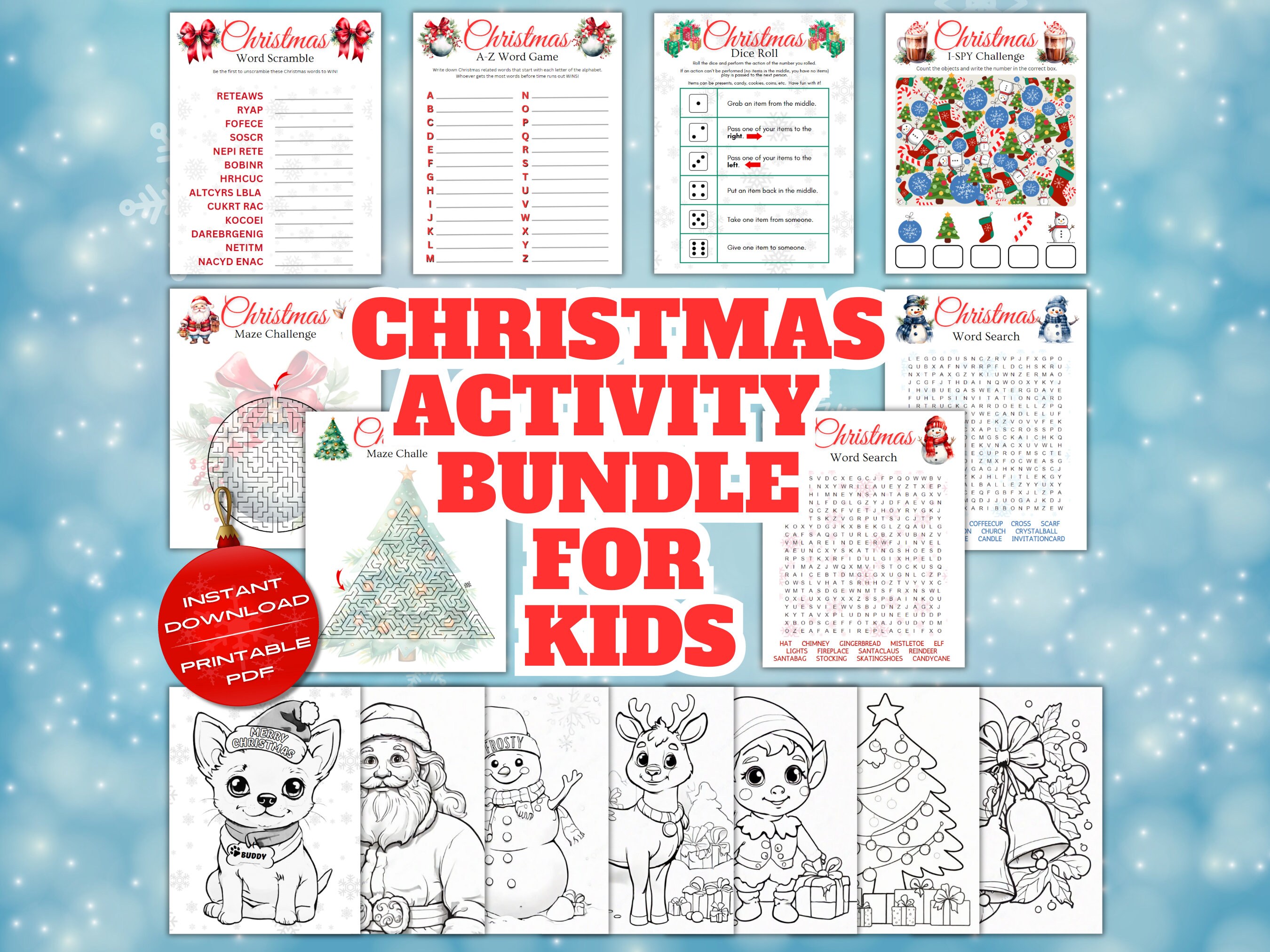 Printable Christmas Activity Bundle, Christmas Games for Kids ...