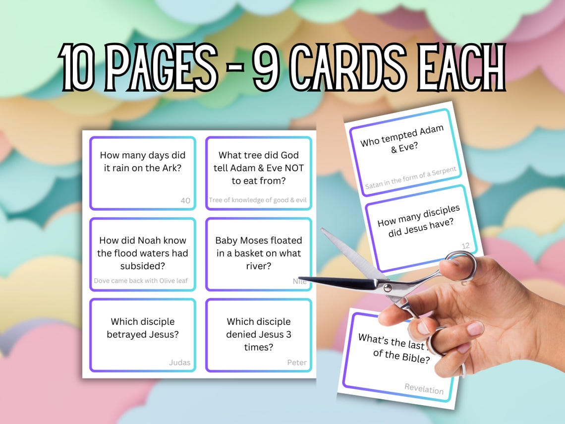 Bible Trivia Cards for All Ages - 90 Different Questions - Great to ...