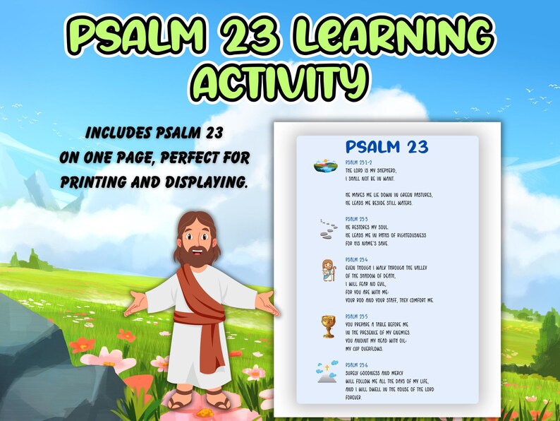 Psalm 23 Bible Verse Learning Activity Printable | Bible Verse ...