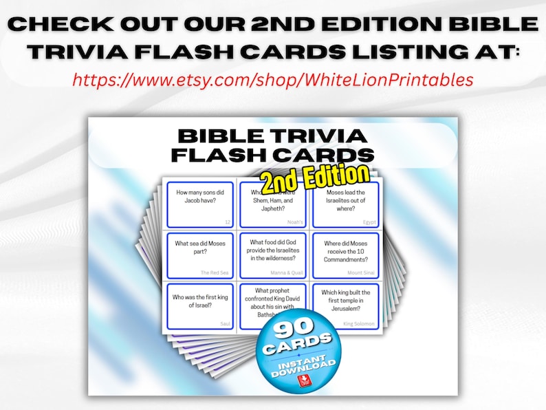 Bible Trivia Cards for All Ages - 90 Different Questions - Great to ...