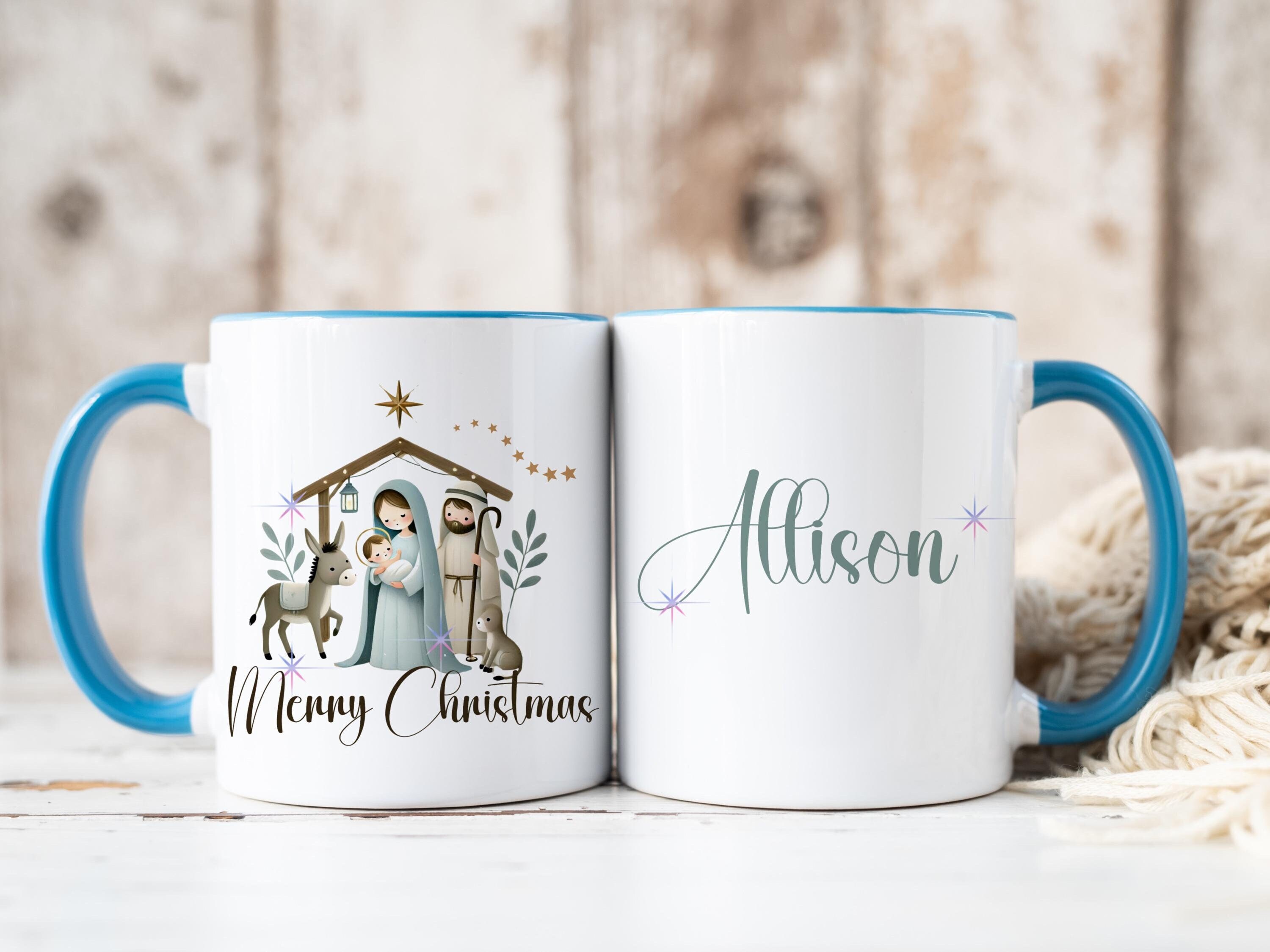 Nativity Scene Mug, Christmas Coffee Cup, Birth of Jesus Tea Mug ...