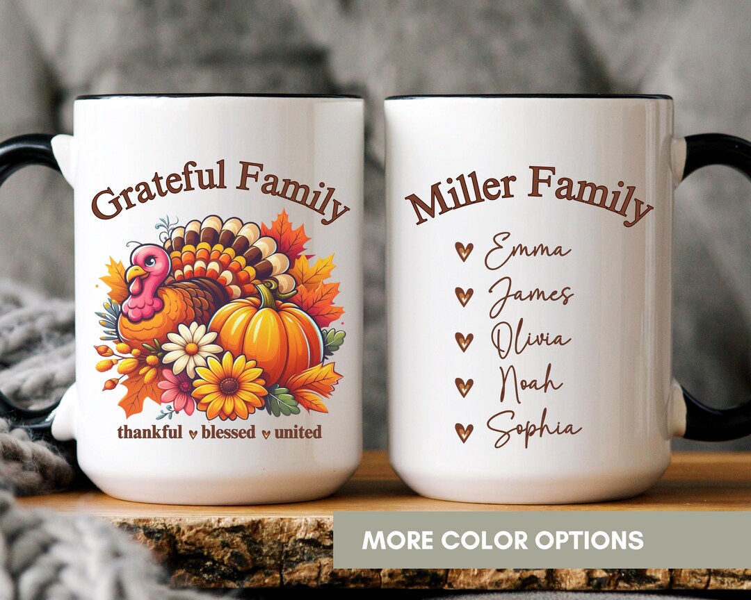 Personalized Thanksgiving Turkey Mug, Custom Fall Coffee Cup With ...