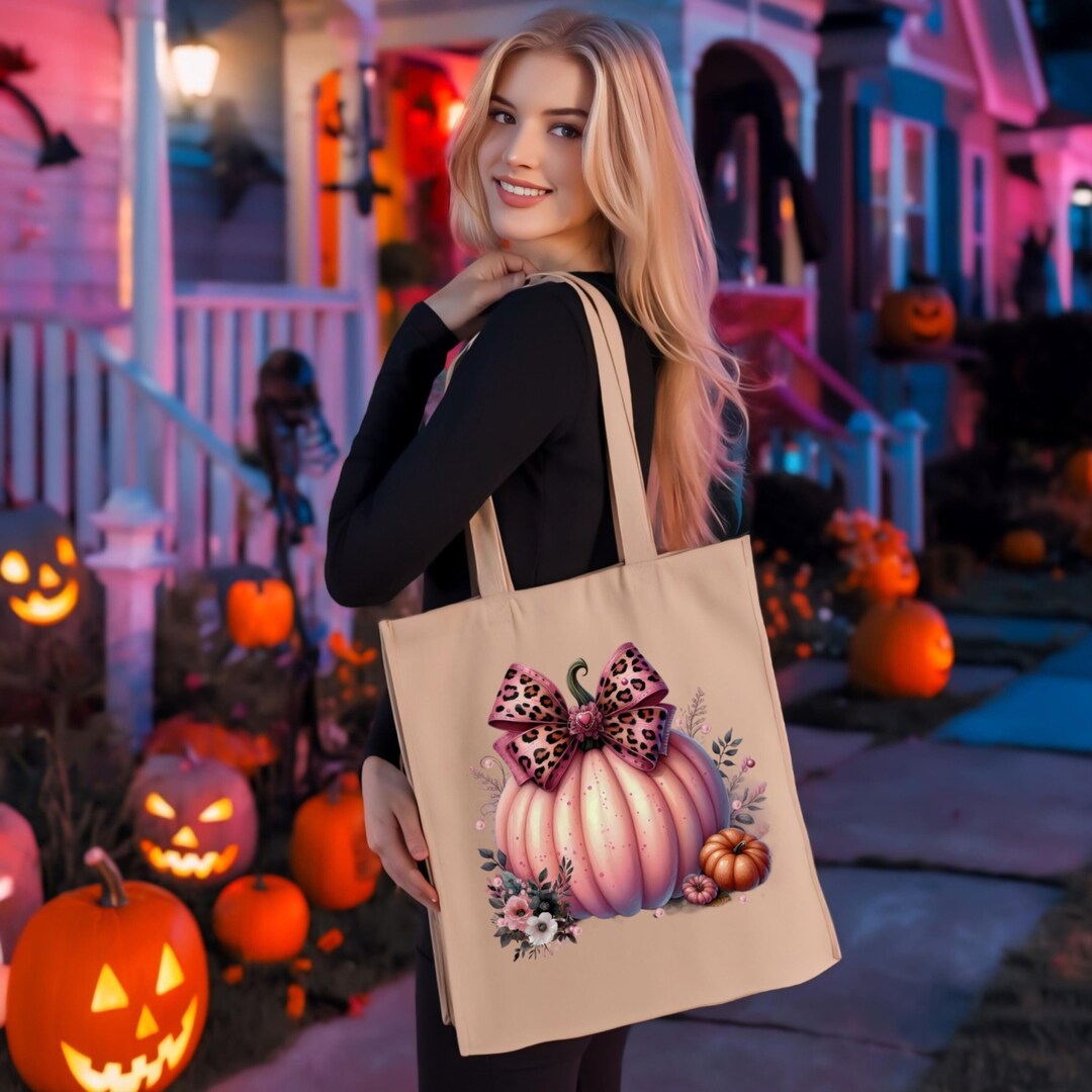 Tote Bag Halloween, Tote Bag Pumpkin, Halloween Pumpkin Tote Bag, Cute ...