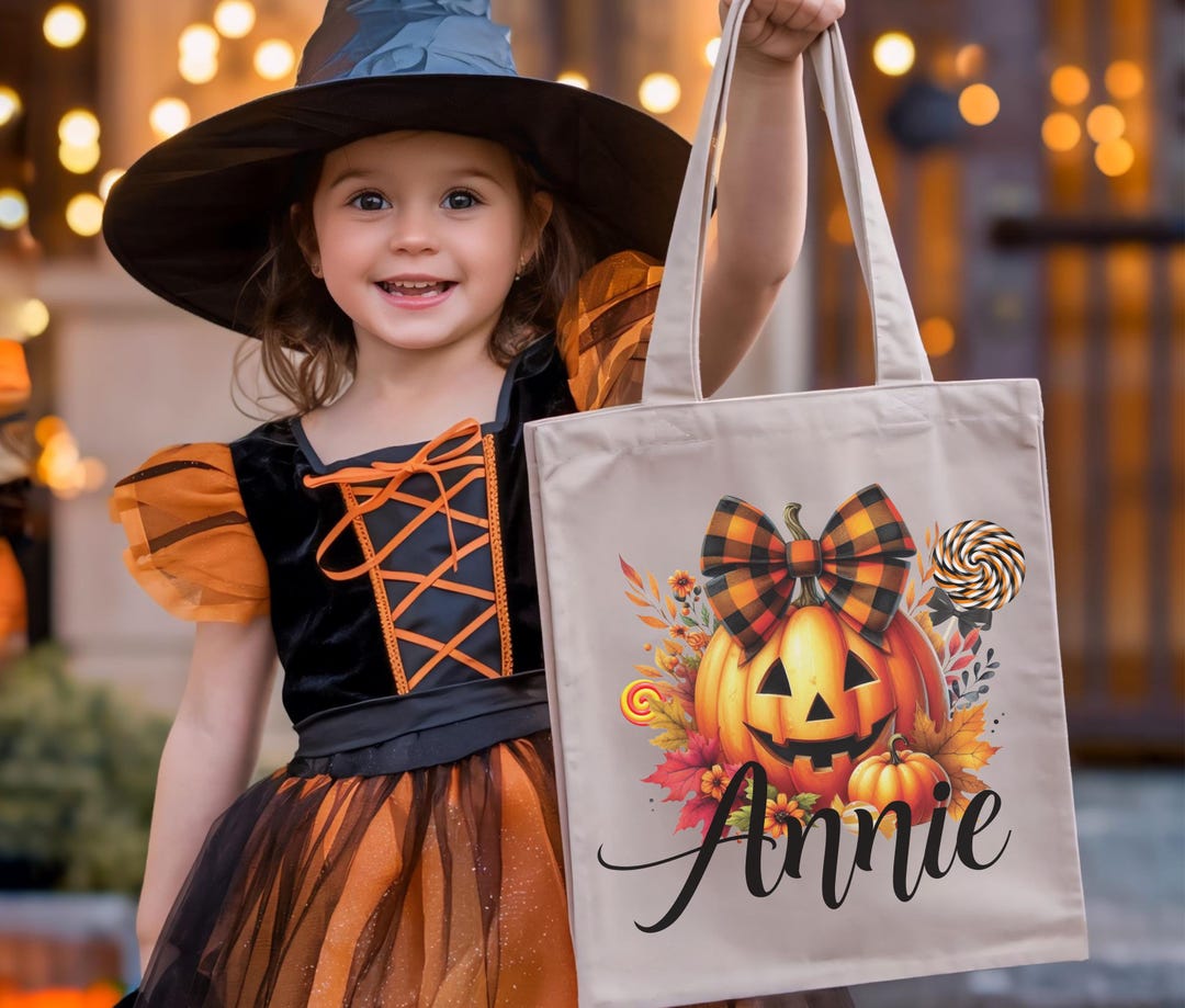 Personalized Halloween Trick or Treat Bag for Kids, Custom Pumpkin ...
