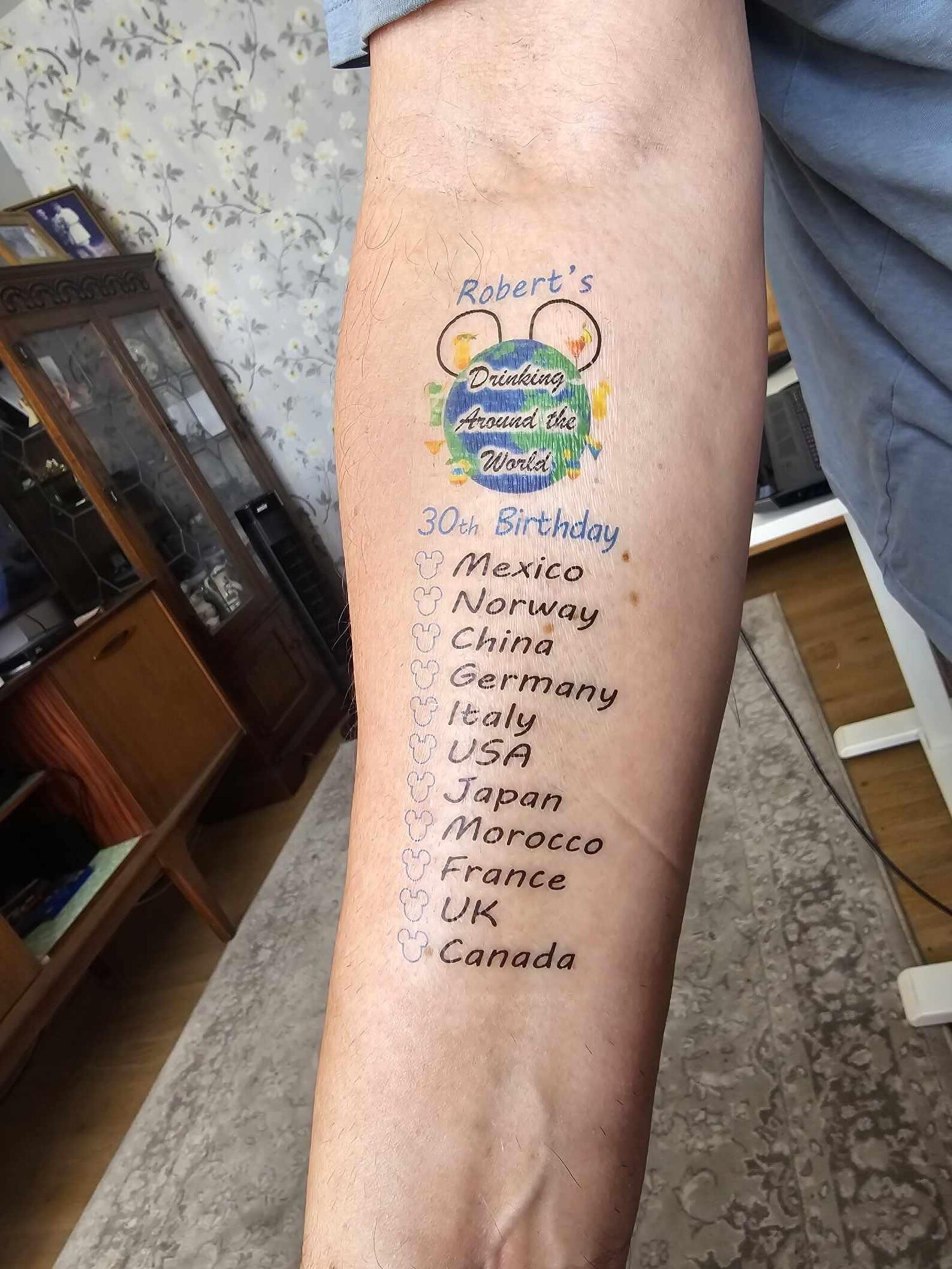Personalised Epcot Drinking Around the World Tattoo ( Printed in UK ...