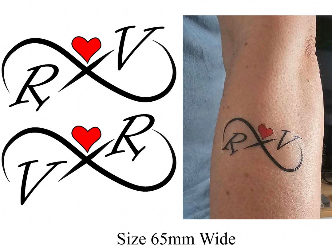 Infinity Initials Heart Temporary Tattoo X 2 - Etsy