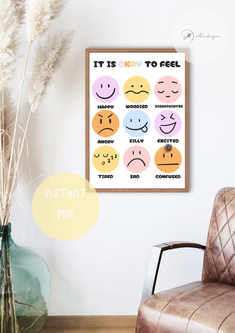It's Okay to Feel Feelings Poster Classroom Emotions Pastels - Etsy