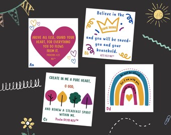 Abc's A-Z Bible Memory Verse Cards to Print and Cut Out, Digital ...