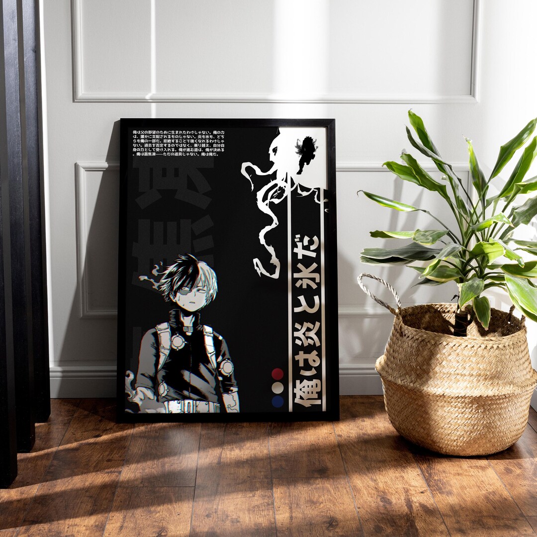 Shoto Todoroki Poster, My Hero Academia Wall Art, MHA Anime Print ...